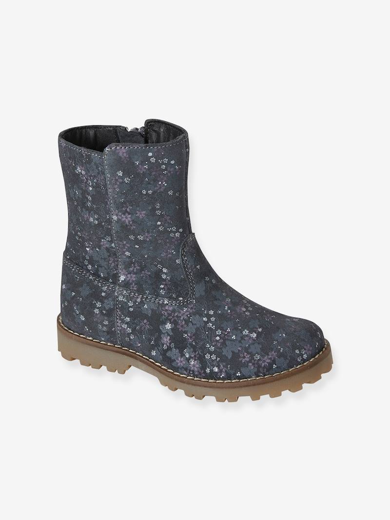 Botas em pele para menina, coleção autonomia-Calçado-Vertbaudet ...